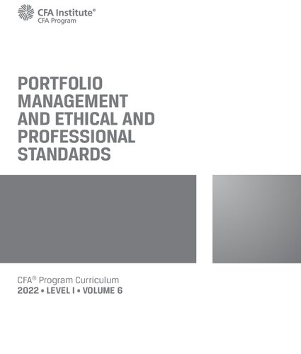 2022 CFA Program Curriculum Level I Portfolio Management And Ethical ...