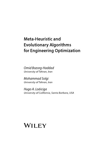 Meta-Heuristic and Evolutionary Algorithms for Engineering Optimization – AttentiveSons Store